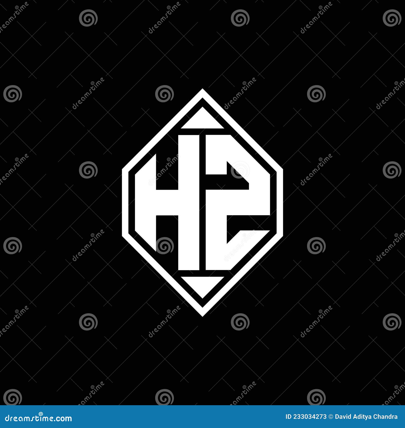 HZ Logo Monogram Geometric Shield Shape Style Stock Vector ...