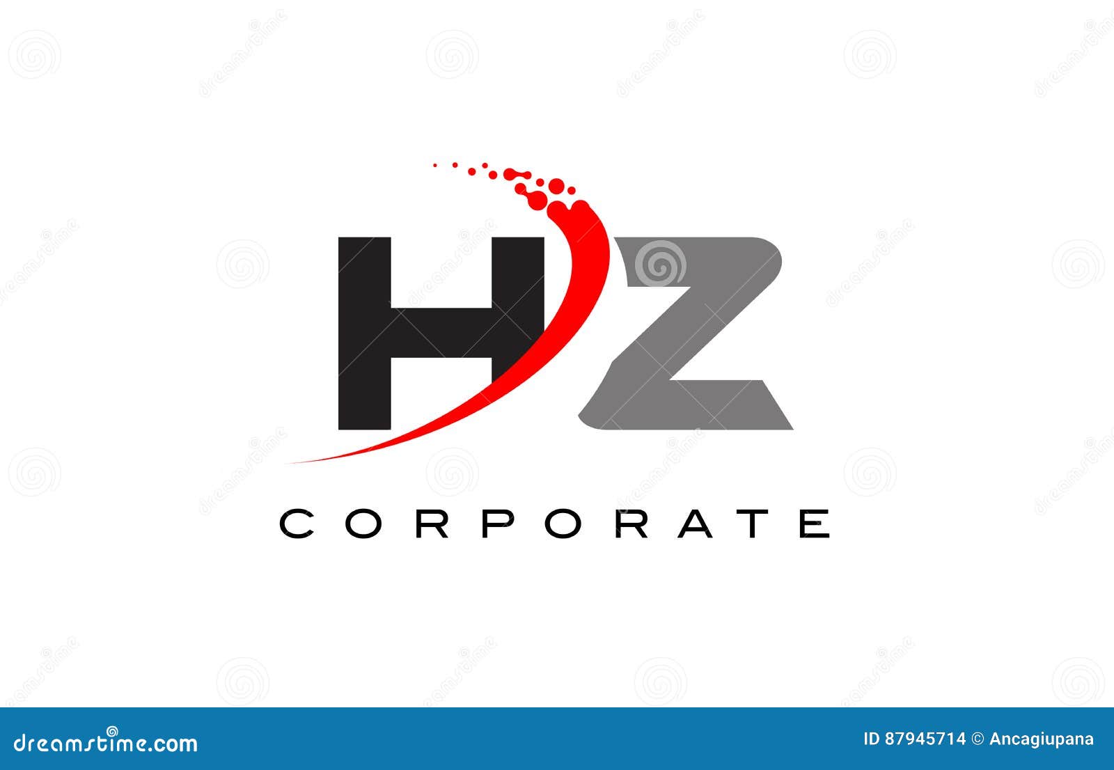 HZ Modern Letter Logo Design with Swoosh Stock Vector - Illustration of ...