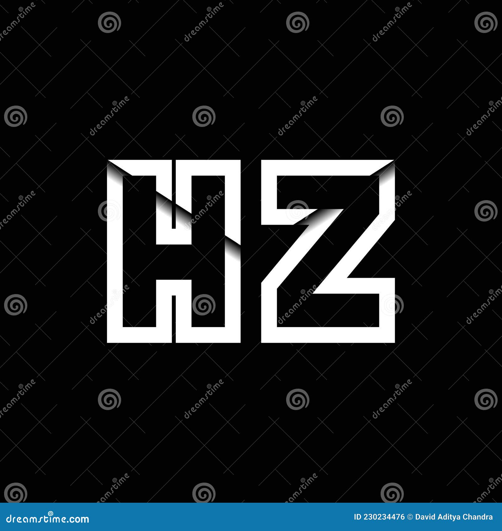 HZ Monogram Envelope Shape Style Stock Vector - Illustration of emblem ...