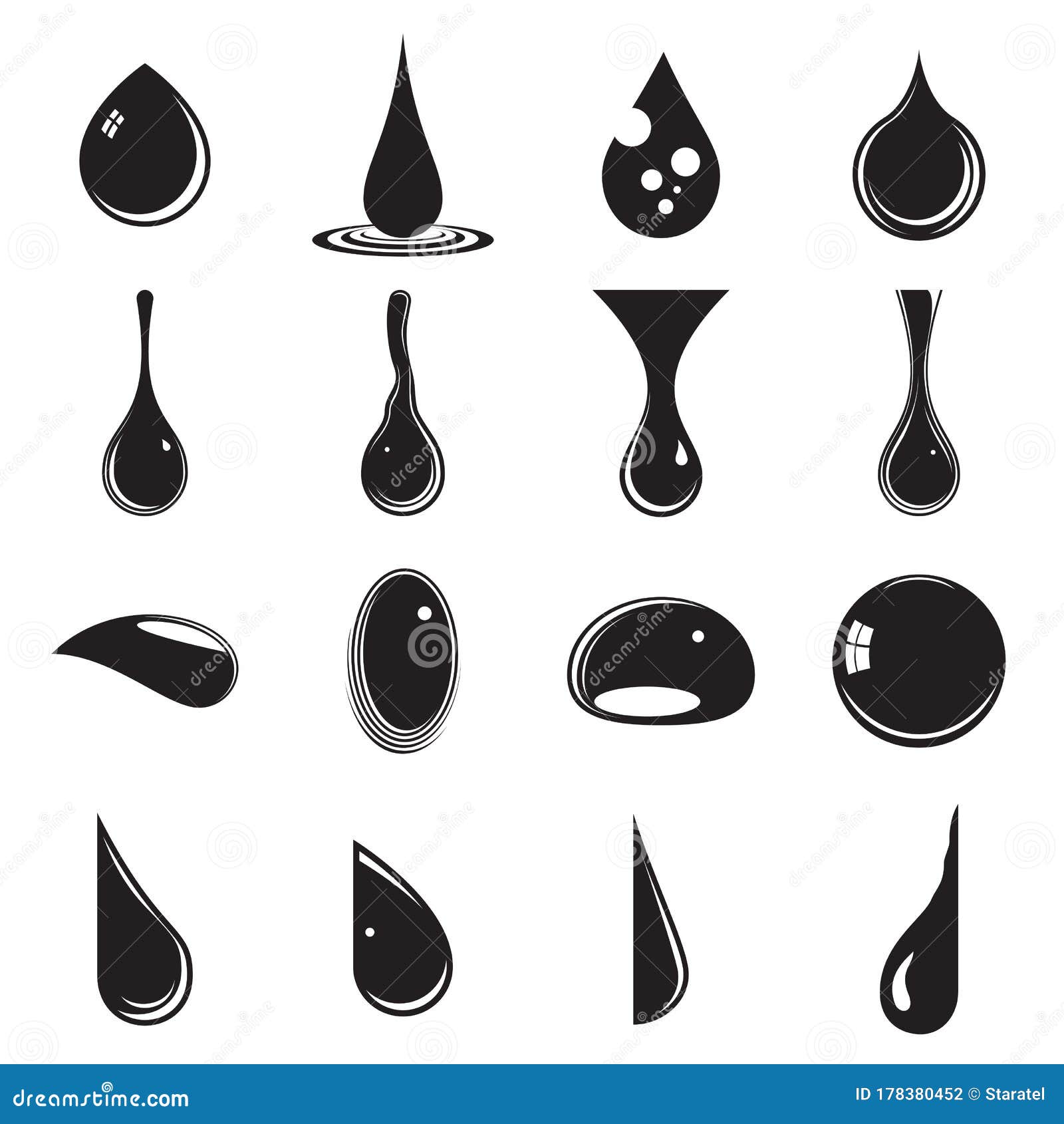 Drops of Various Liquids on a White Background Stock Vector ...