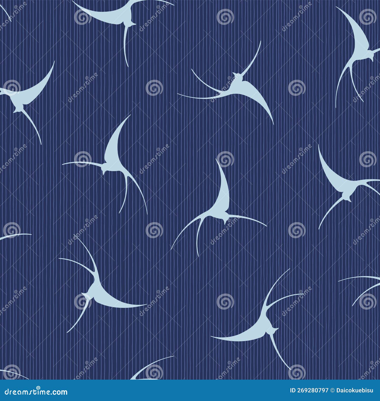 Japanese Style Swallow Seamless Pattern, Stock Vector - Illustration of ...