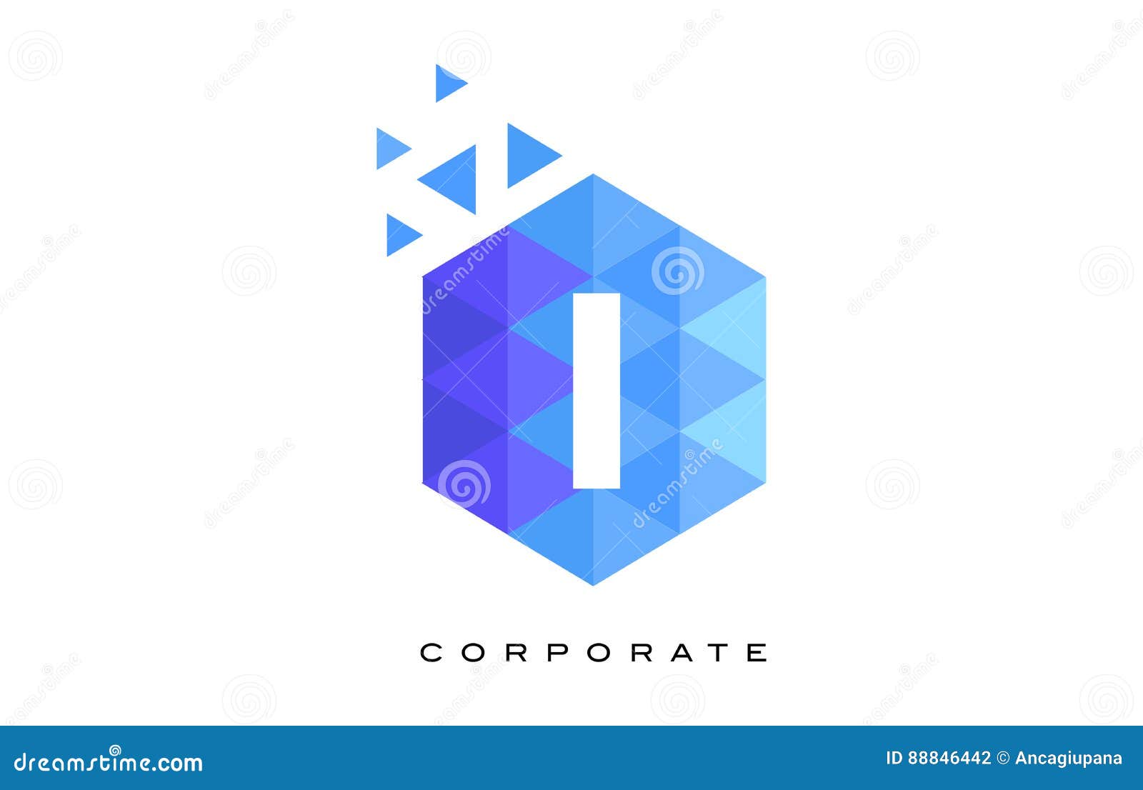 I Blue Hexagonal Letter Logo Design with Mosaic Pattern. Stock Vector ...