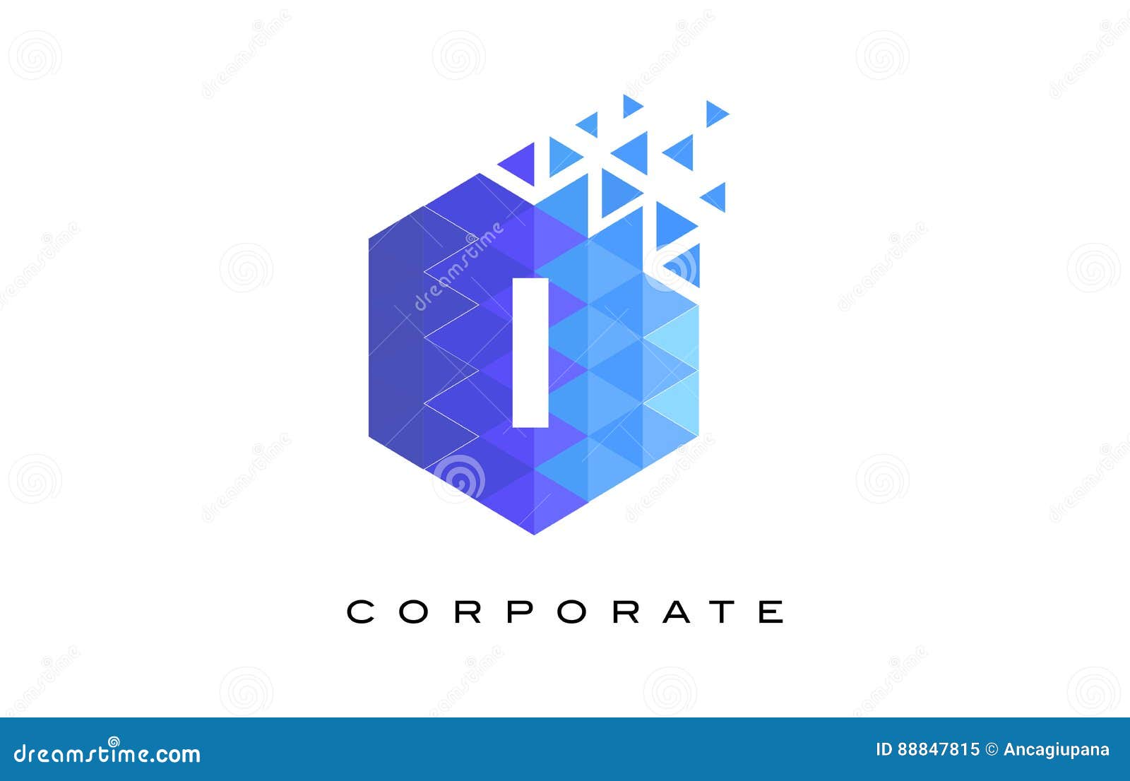 I Blue Hexagonal Letter Logo Design with Mosaic Pattern. Stock Vector ...