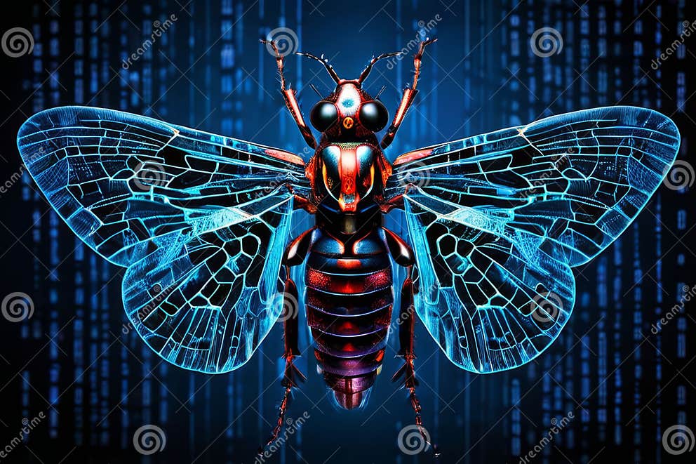 Insects Body in Binary Code Matrix Code Stock Illustration ...