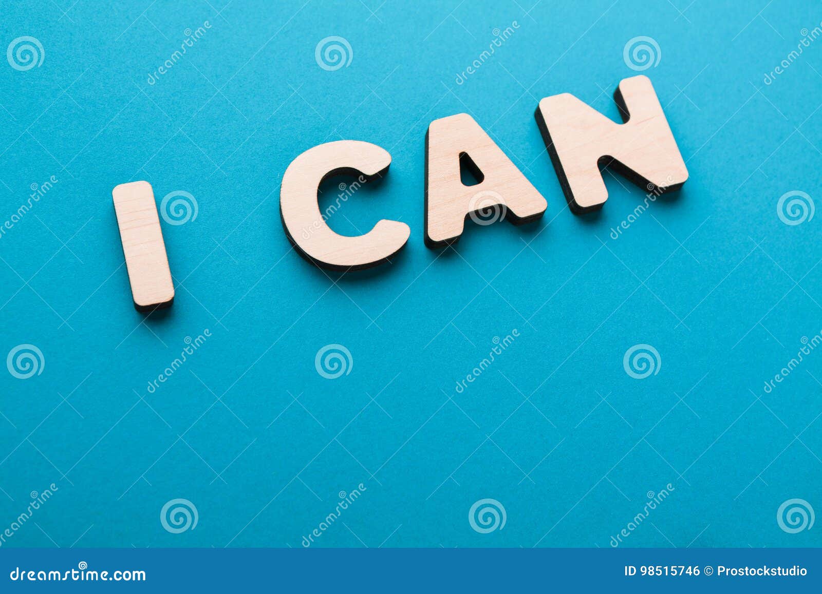 I Can Phrase on Blue Background Stock Photo - Image of design ...