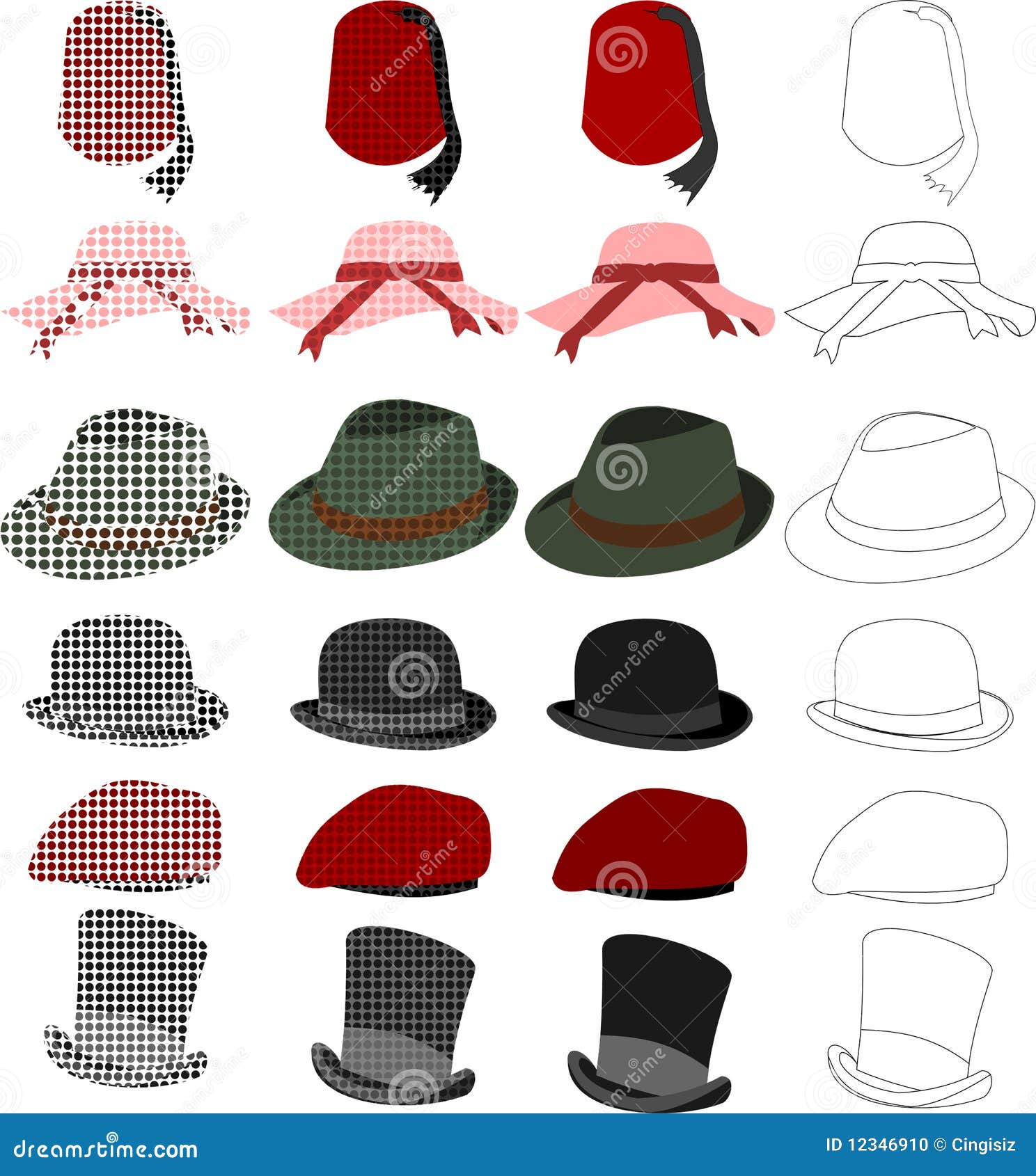 I Cappelli Designano L'insieme Illustrazione Vettoriale - Illustrazione ...
