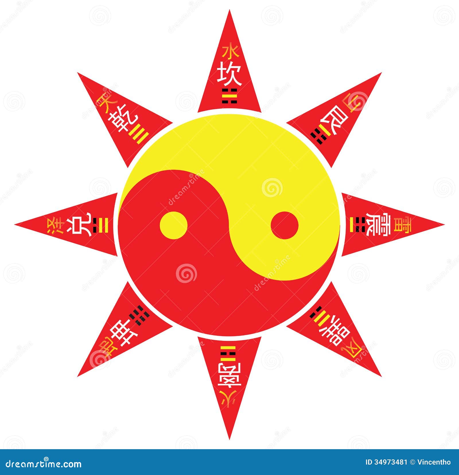I Ching Yin Yang Symbol Eight Trigram Stock Vector - Illustration of ...