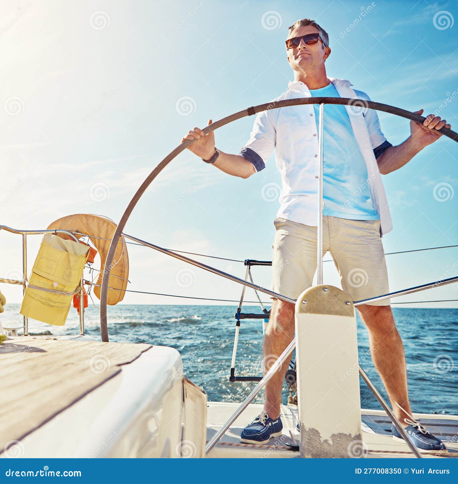 I Could Get Used To this. a Man Out on a Boat Trip Alone. Stock Photo ...