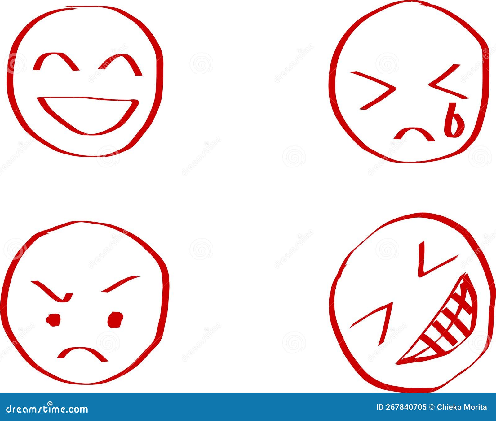 Hand-drawn Style Facial Expression Icon Set Stock Vector - Illustration ...
