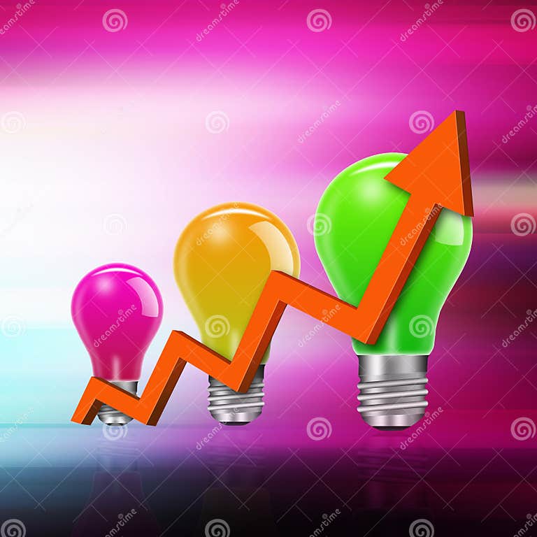 I Dea Light Bulbs with Graph on Abstract Background Stock Illustration ...