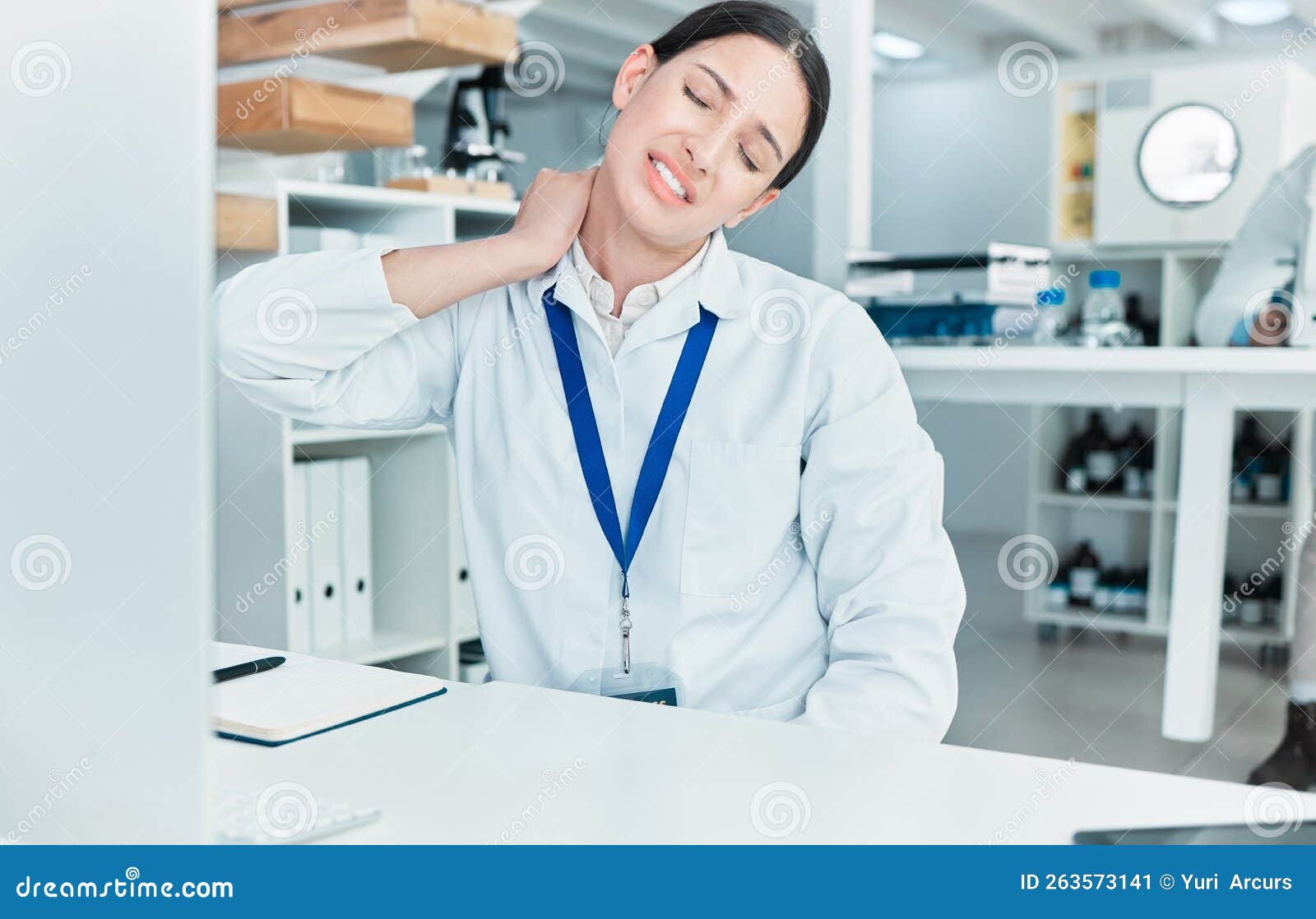 I Definitely Need a Break. a Young Scientist Experiencing Neck Pain ...