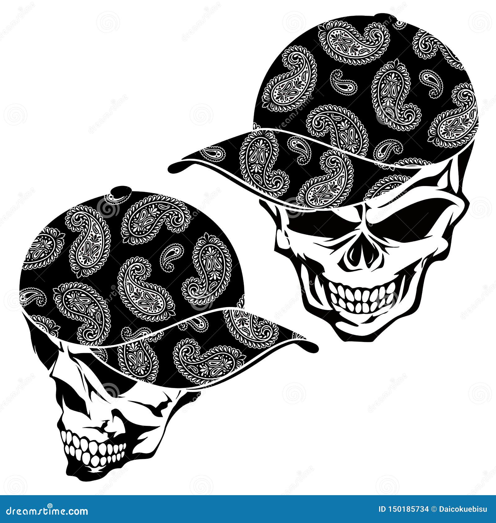 Skull Illustration Covered with a Cap, Stock Vector - Illustration of ...