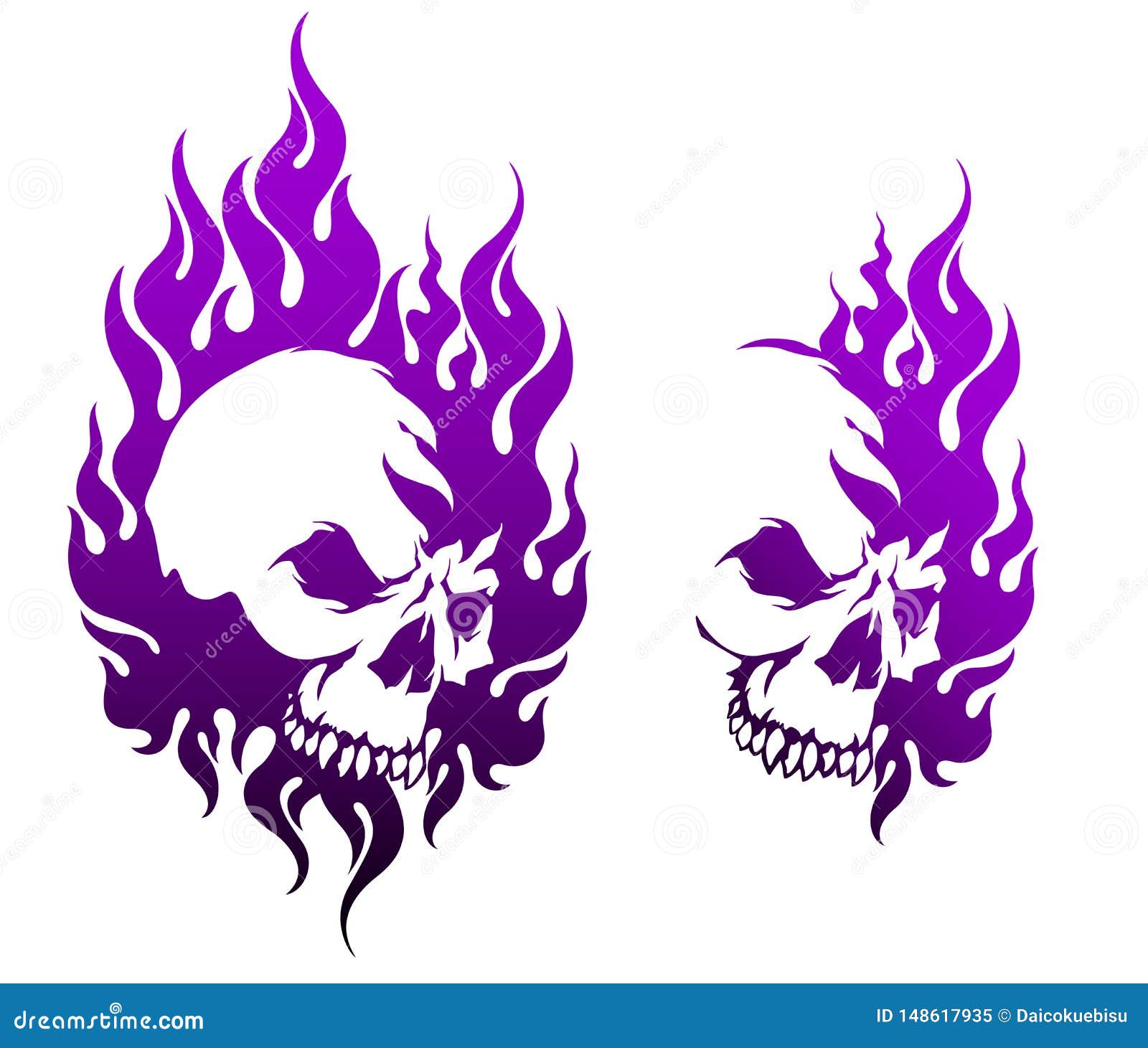 Skulls On Fire Purple