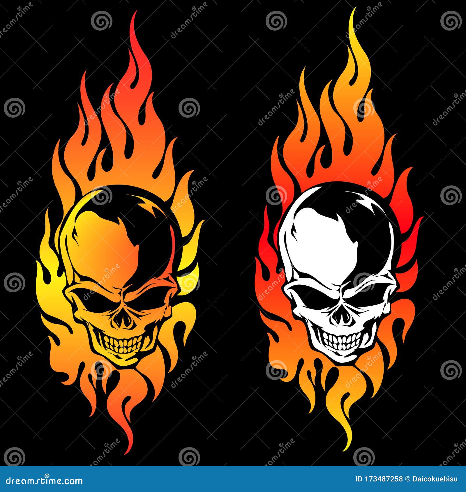 The Illustration Which Combined a Flame with the Skull, Stock Vector ...