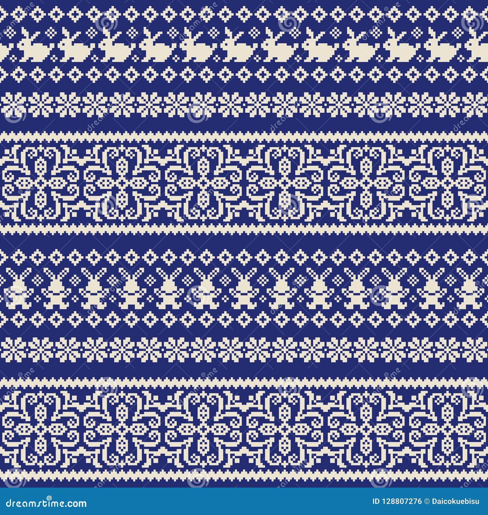 Nordic Pattern Illustration of the Rabbit, Stock Vector - Illustration ...