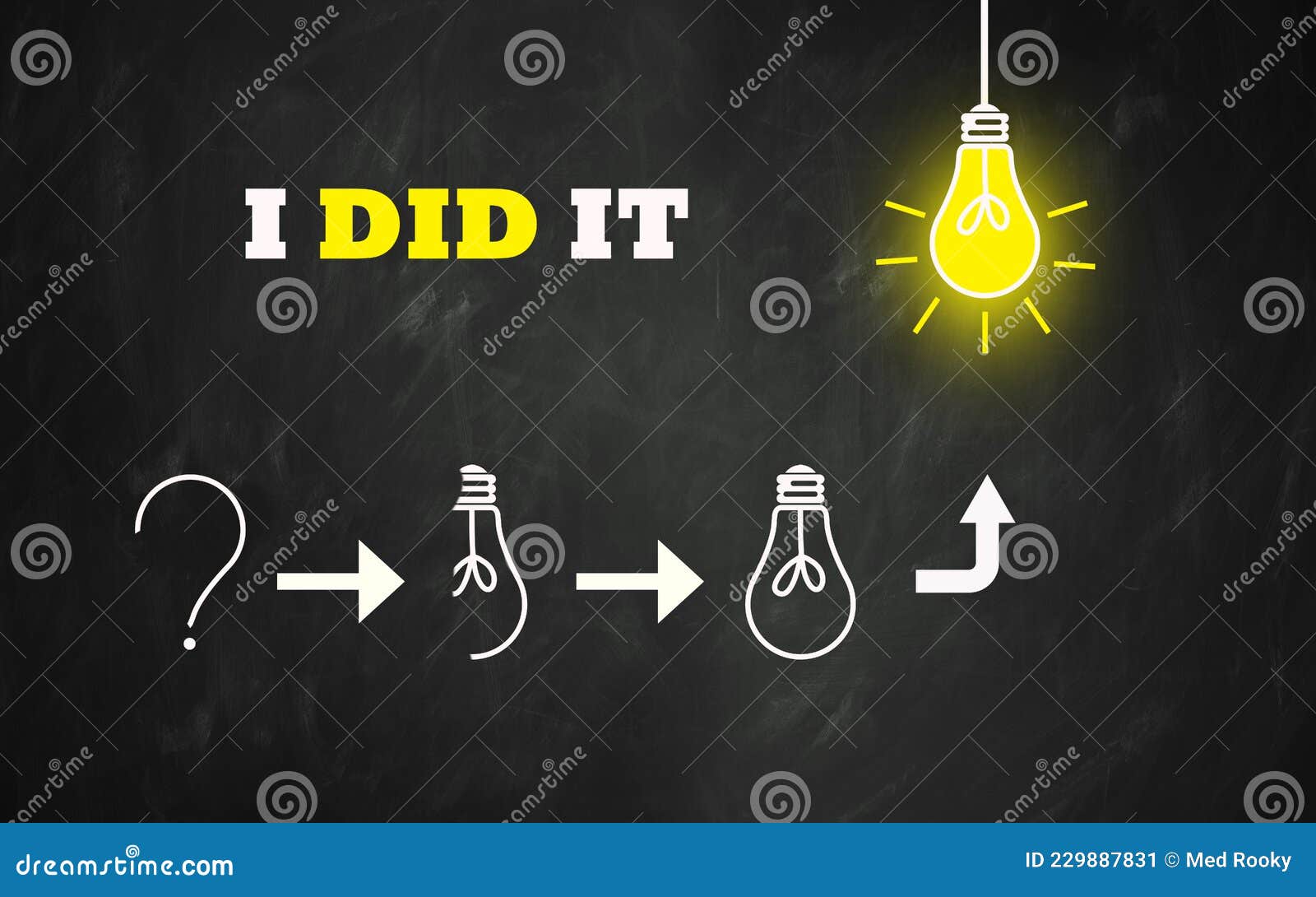 I DID it Phrase with Drawing Light Bulb Process on, Chalkboard Stock ...