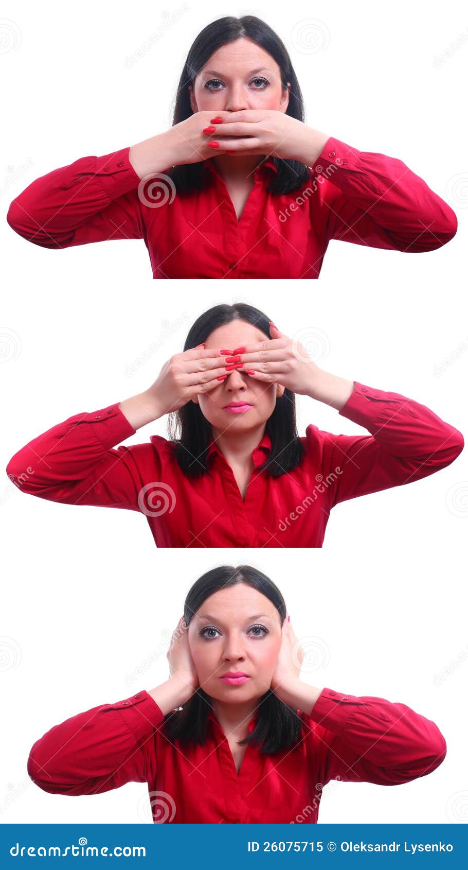 I Do Not See, Can Not Hear Silent Stock Image - Image of pretty, sign ...