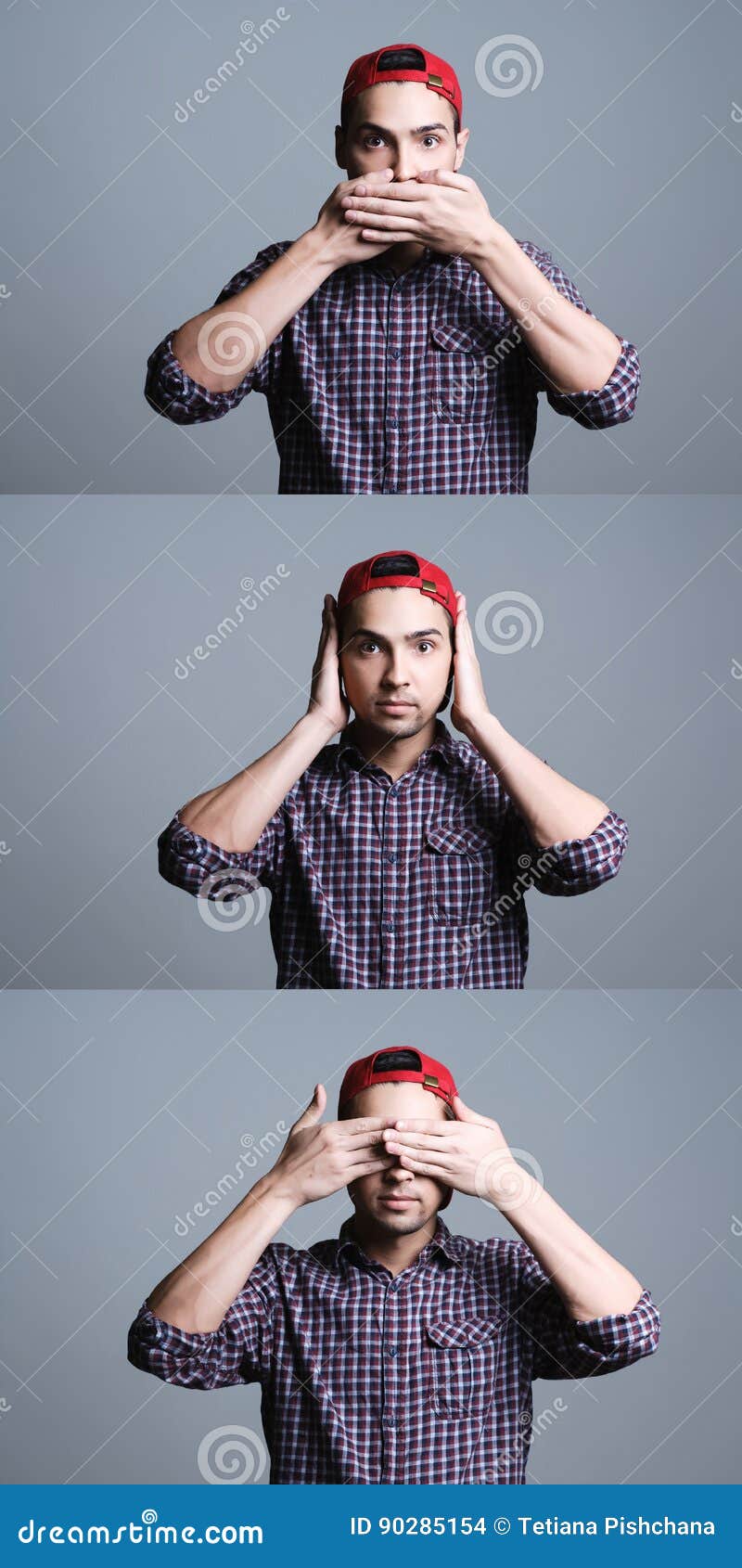 I Do Not See, Do Not Speak, Can Not Hear Anything, Collage Stock Photo ...