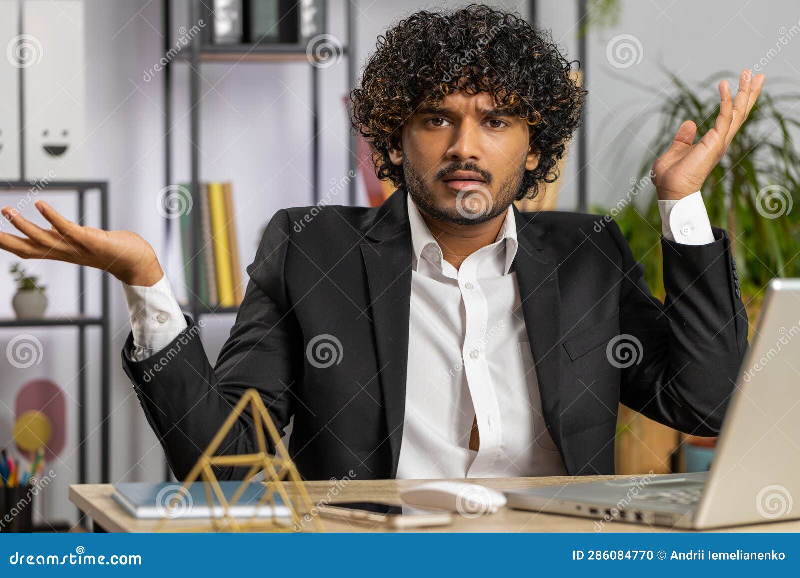 Confused Businessman Embarrassed About Ambiguous Question Having