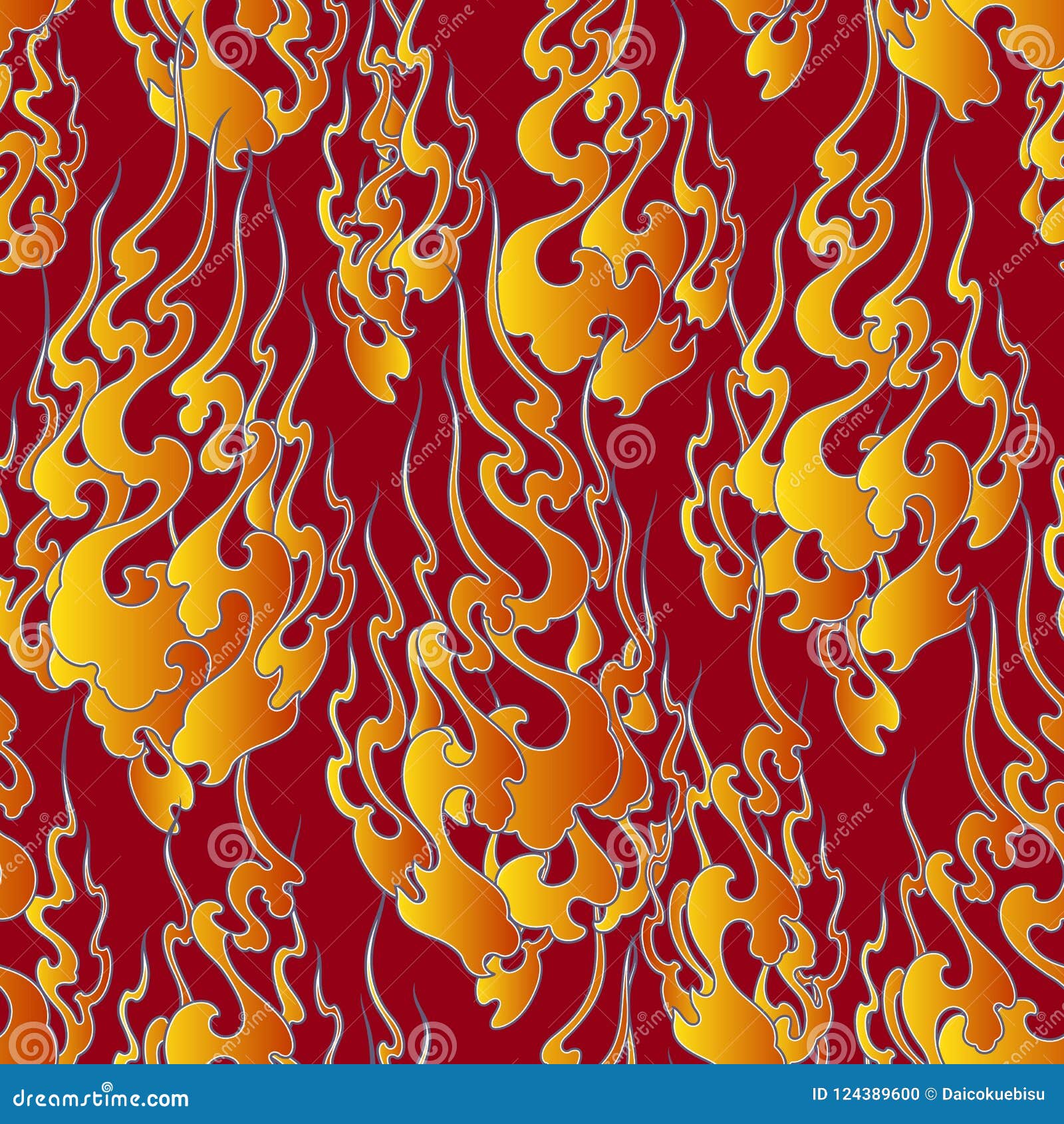 Japanese Style Flame Pattern Illustration, Stock Vector - Illustration ...