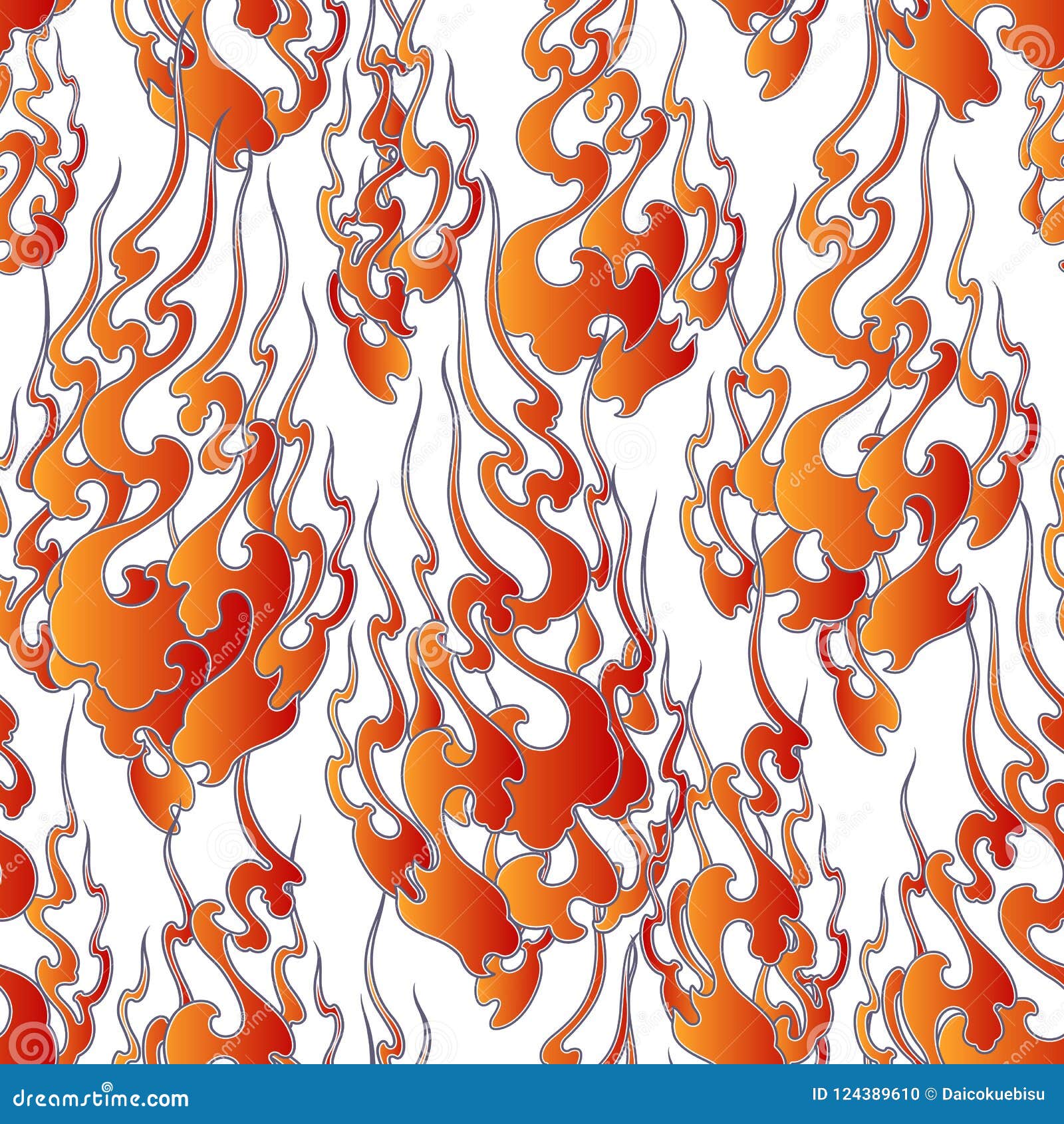 Japanese Style Flame Pattern Illustration, Stock Vector - Illustration ...