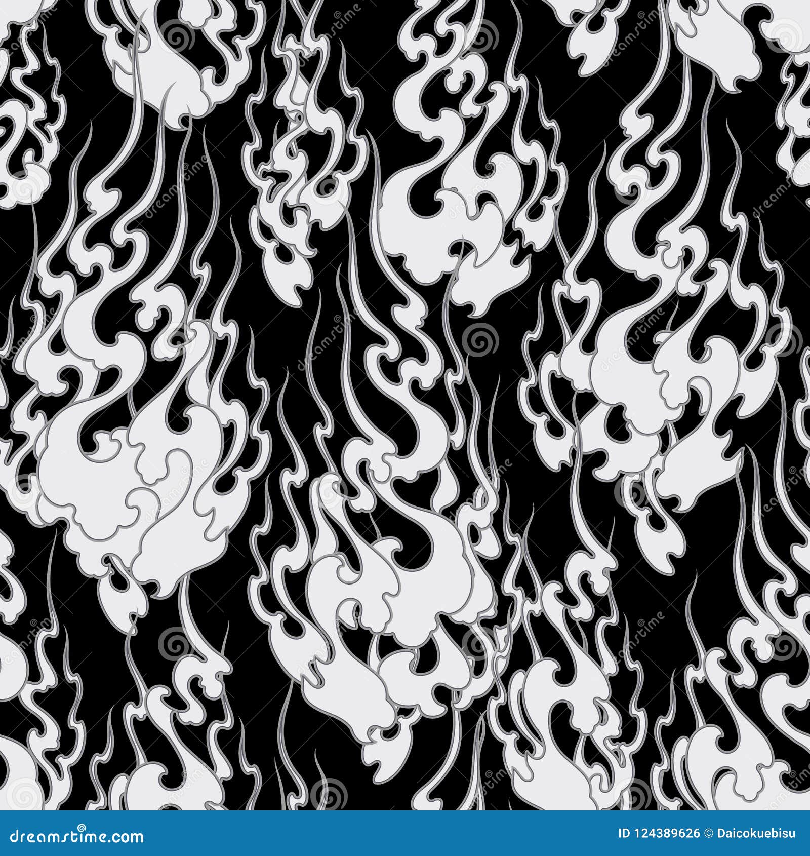 Japanese Style Flame Pattern Illustration, Stock Vector - Illustration ...