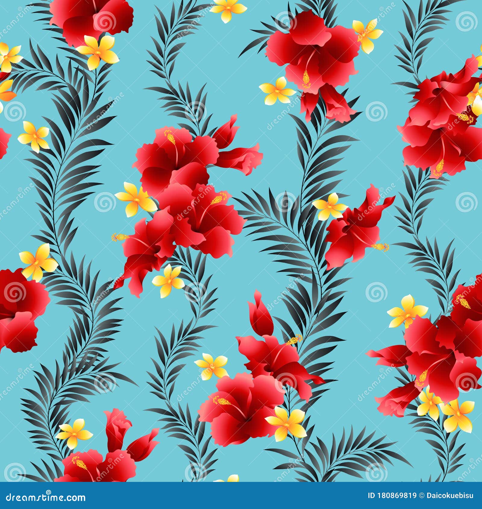 Seamless Pattern of Beautiful Hibiscus, Stock Vector - Illustration of ...
