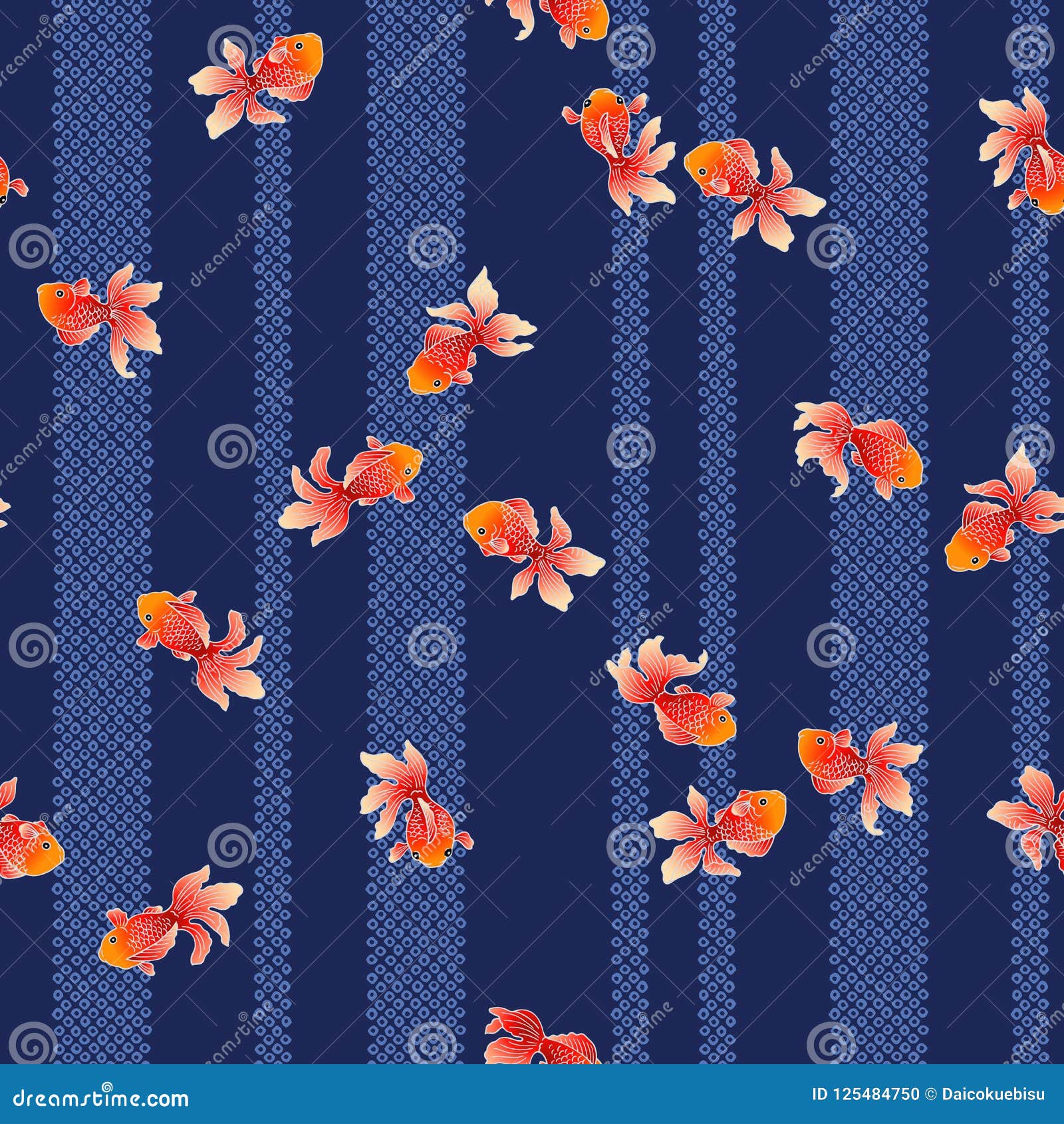 Japanese Style Small Fish Pattern, Stock Vector - Illustration of ...
