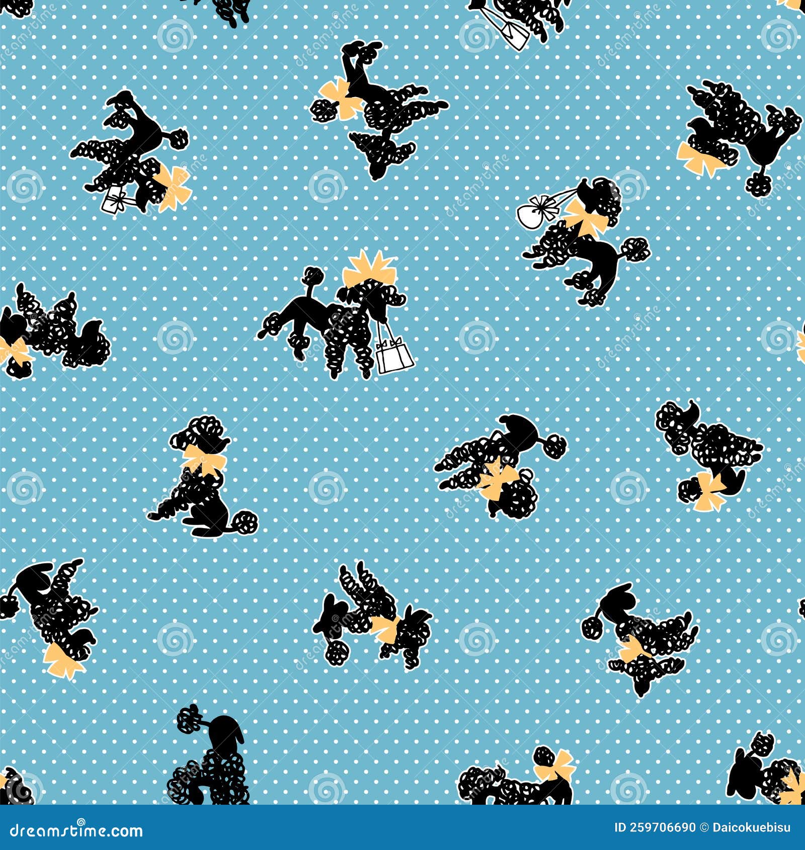 Impressive and Cute Poodle Dog Seamless Pattern, Stock Vector ...