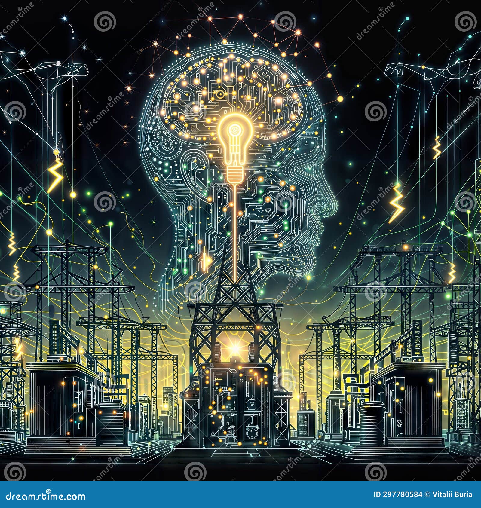 Artificial Intelligence Concept. Machine Learning, Renewable ...