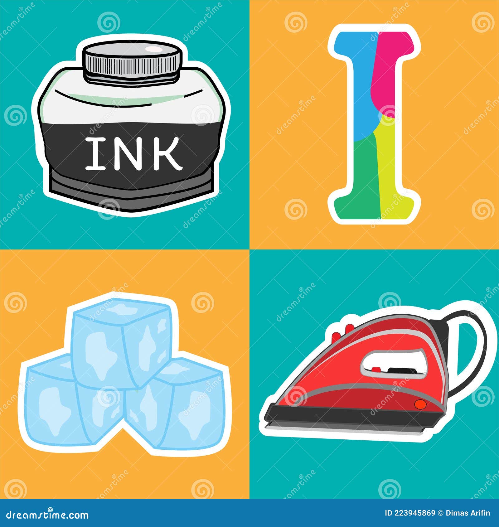 I Letter Flashcard Vector stock illustration. Illustration of kids ...