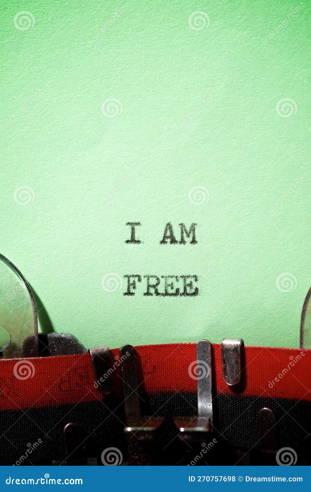 I am free text stock photo. Image of green, text, sentence - 270757698