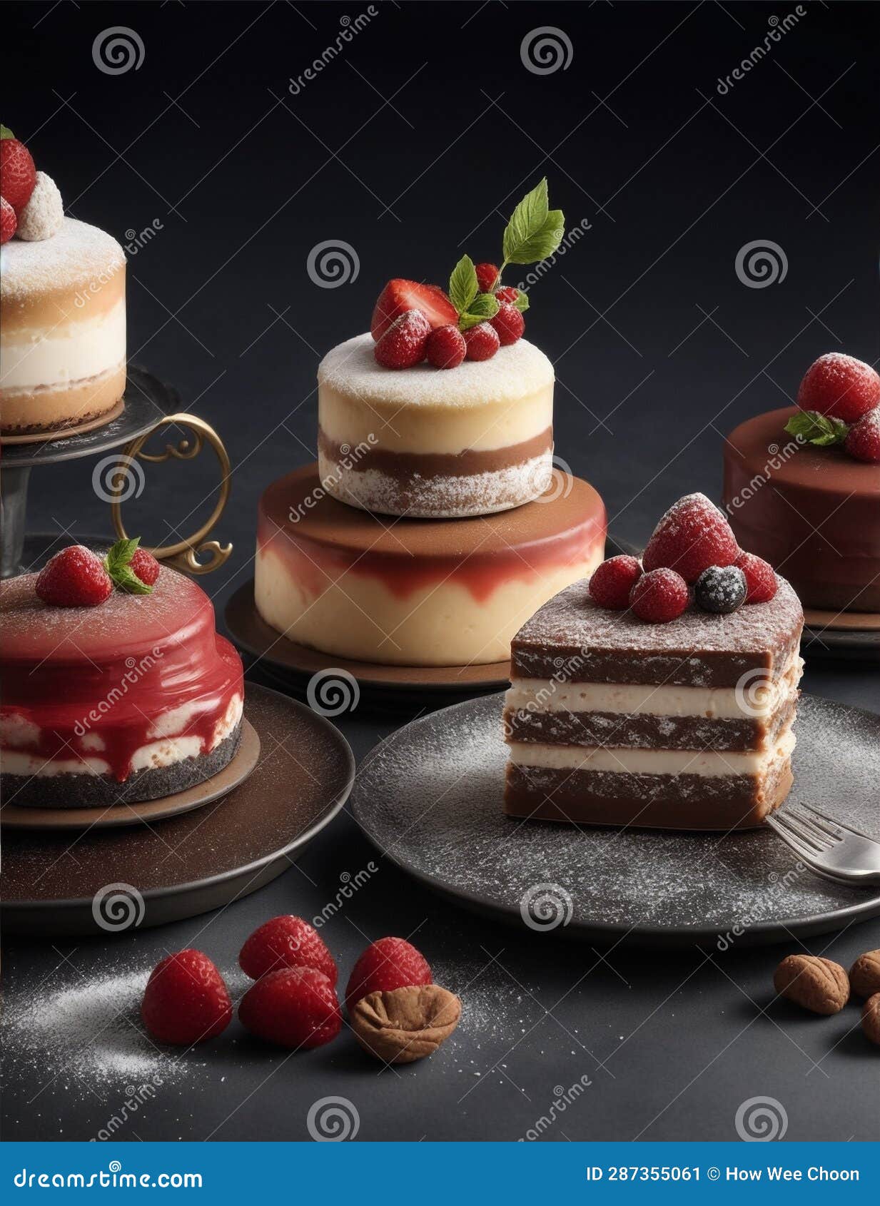 Group of cake presentation stock illustration. Illustration of cake ...