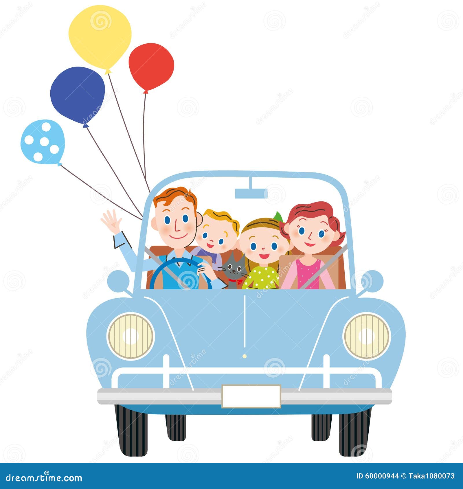 I Go For A Drive In Parent And Child Vector Illustration ...