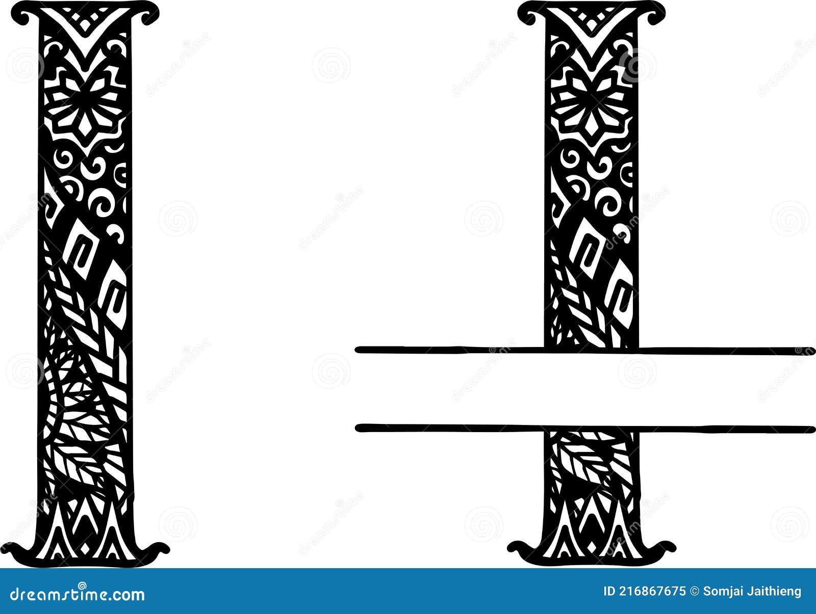 Hand Drawn Letter I for Design Element. Vector Illustration Stock ...