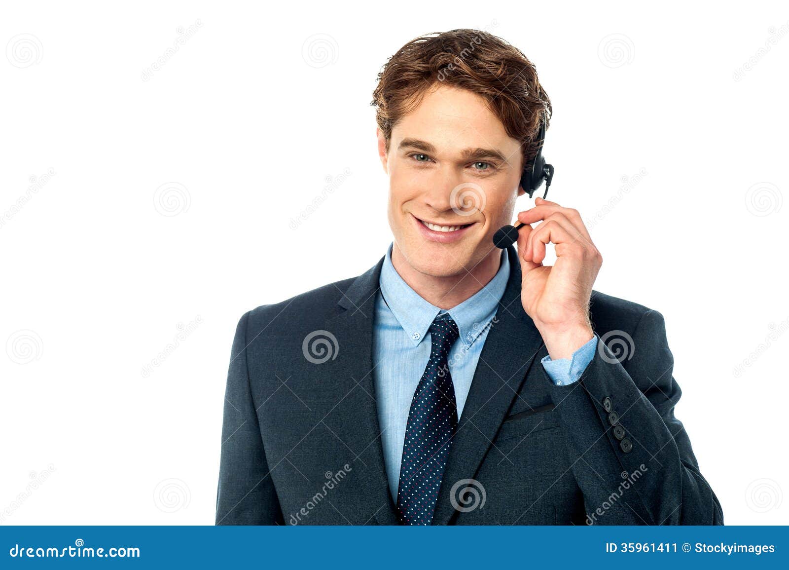 I am happy to help you! stock image. Image of calls, desk - 35961411