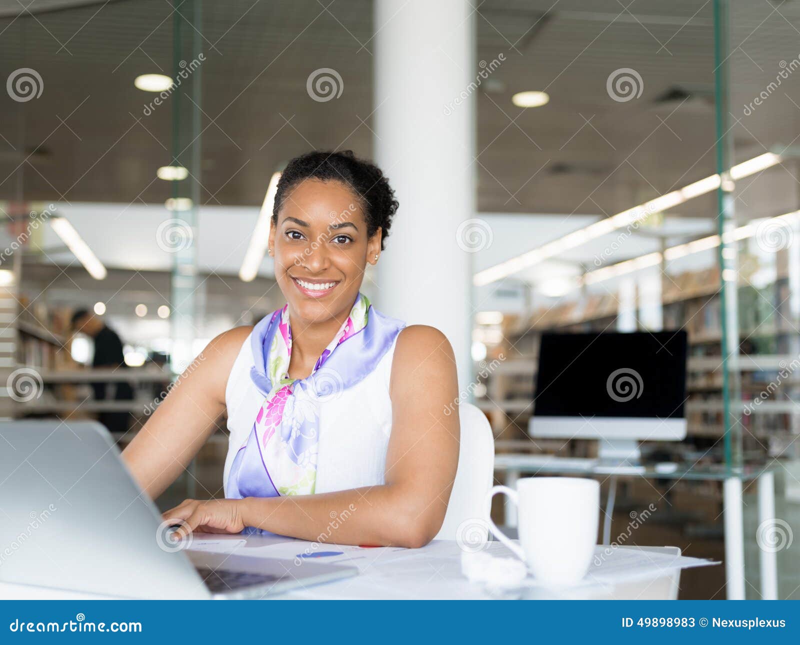 I am happy to work here stock image. Image of female - 49898983