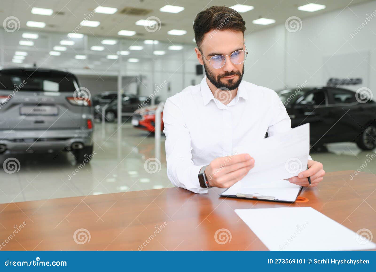 I Have a New Car. Client Signing Car Lease Form. Stock Image - Image of ...