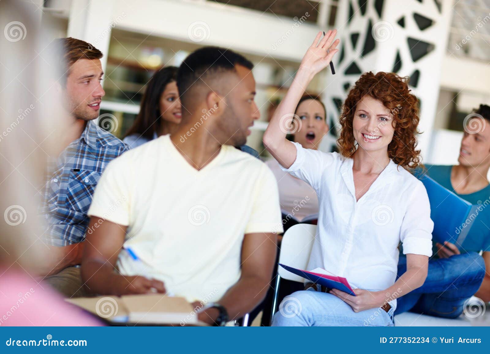 I Have a Question. Woman Asking a Question during a Presentation at ...