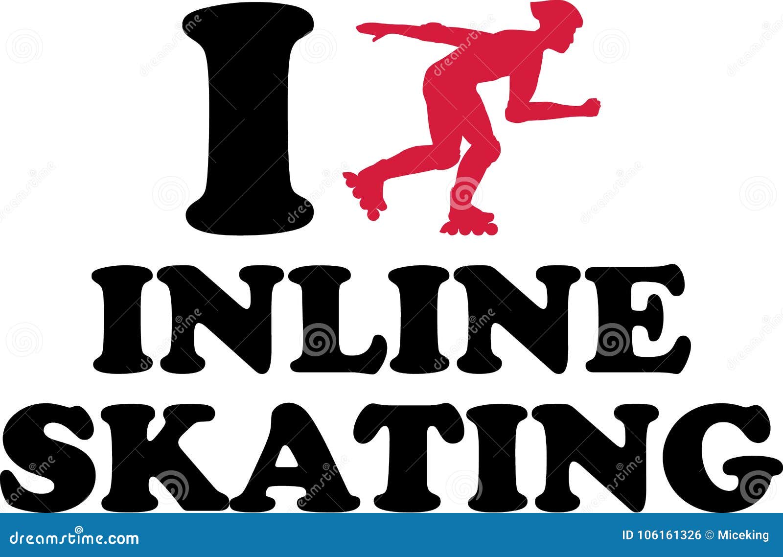 Inline Skating Word With Silhouette Cutout Cartoon Vector ...