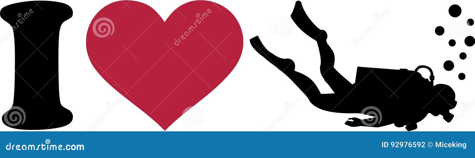 I heart scuba diving stock vector. Illustration of graphic - 92976592