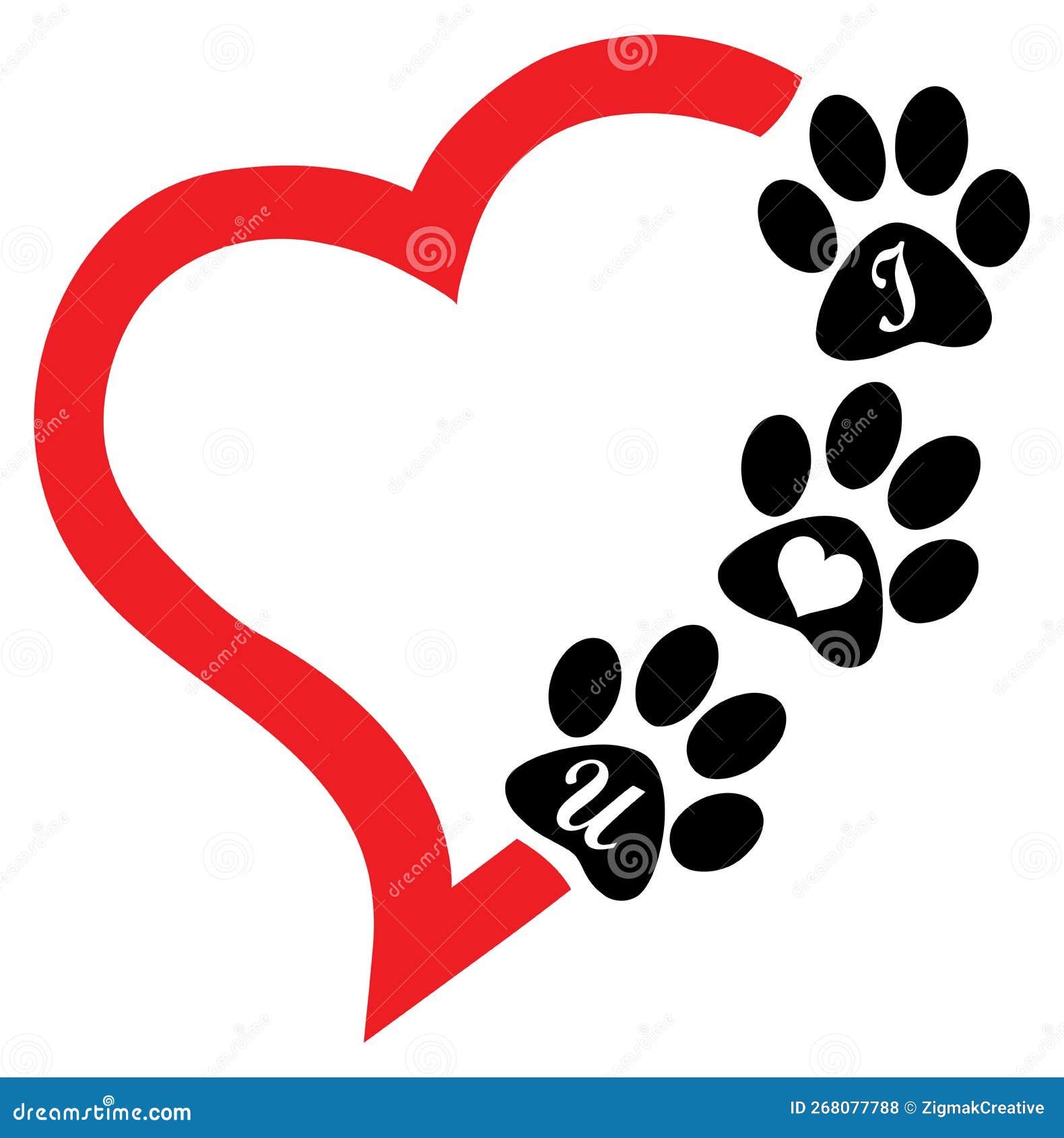I Heart U Paws stock vector. Illustration of element - 268077788