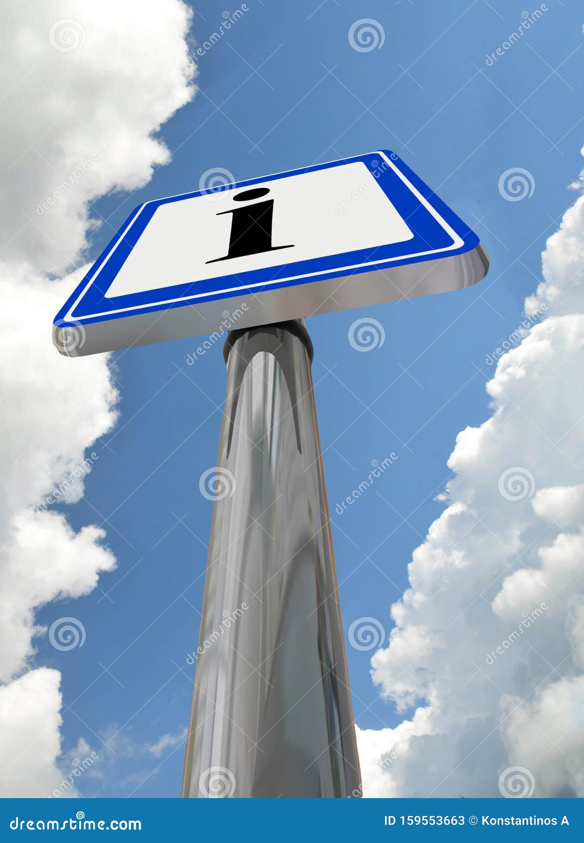 I Information Sing Blue Square Sky Clouds - 3d Rendering Stock ...