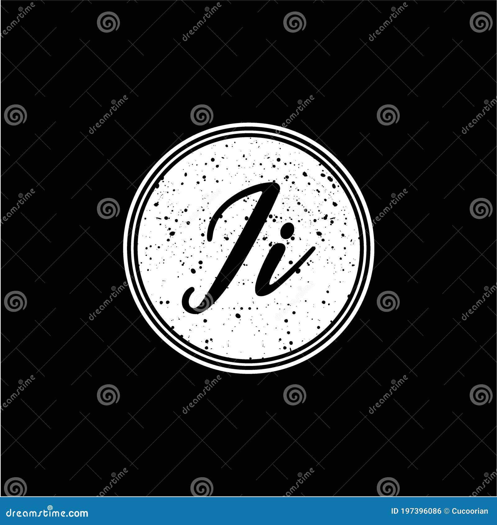 I I Initial Handwriting in Black and White Circle Frame Design Stock ...