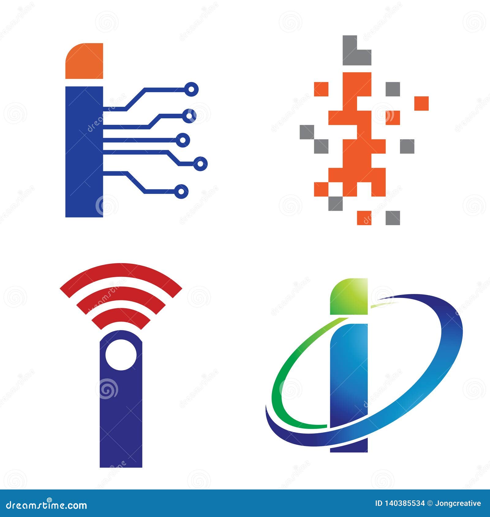I Initial Letter Technology and Internet Symbol Logo Collection Stock ...
