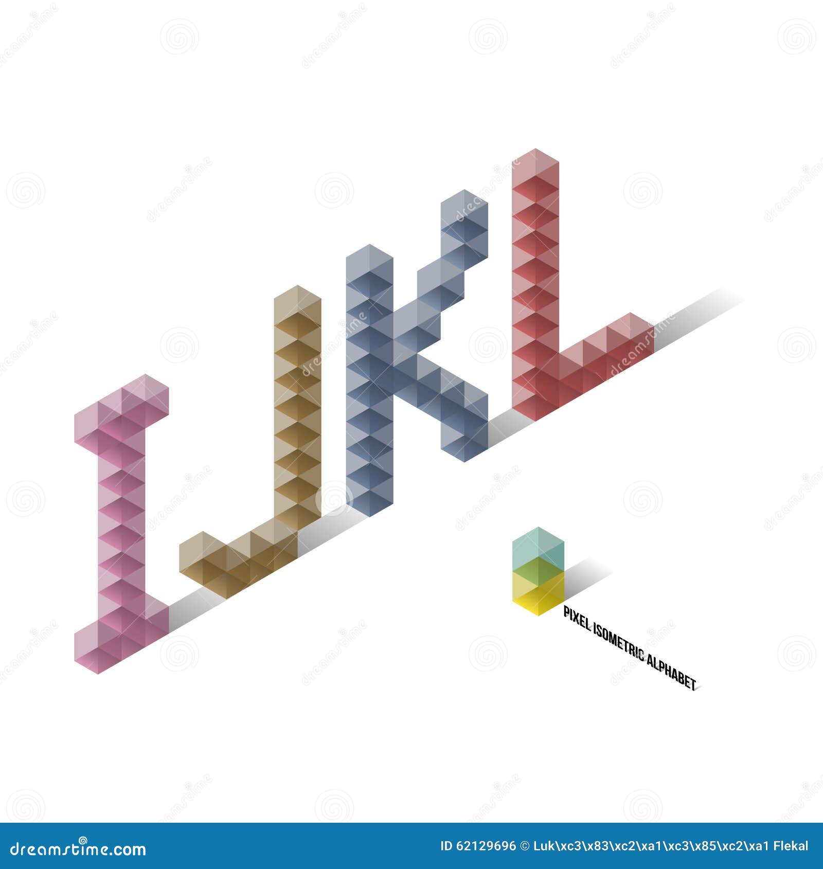 Pixel Isometric Font. 8-bit Symbols. 3D Digital Video Game Style ...