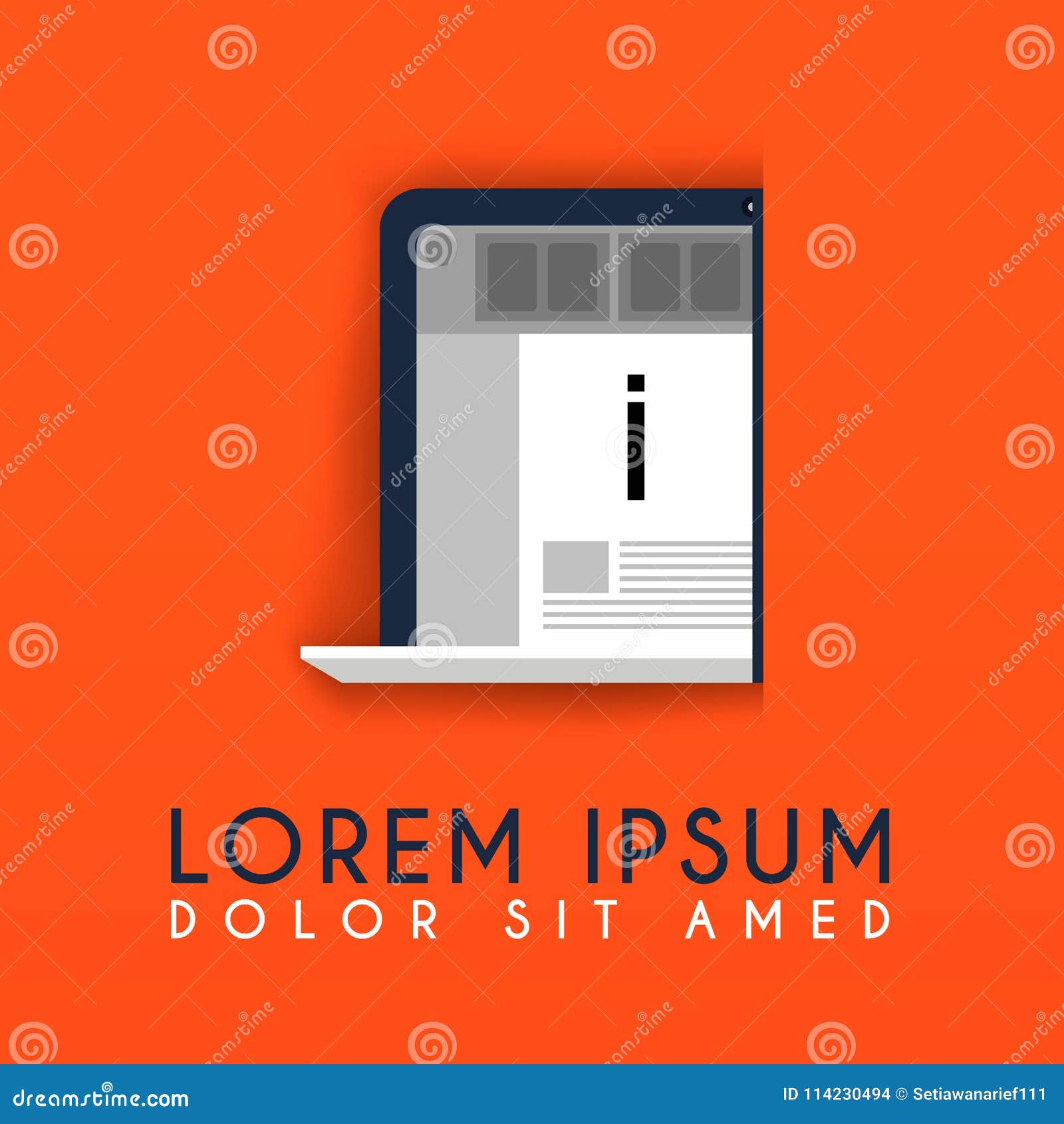 I Letter Half Computer, Pc, Laptop Orange Logo Design Stock Vector ...