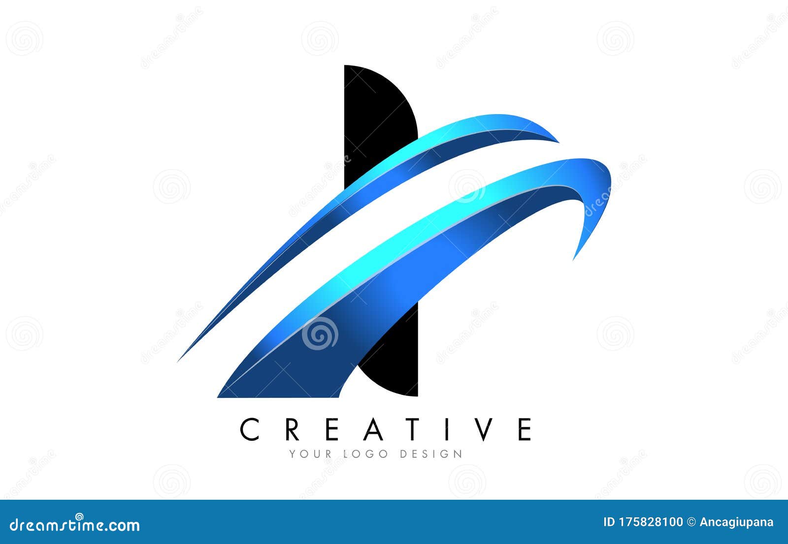 I Letter Logo with Blue Gradient Swash Design Stock Vector ...