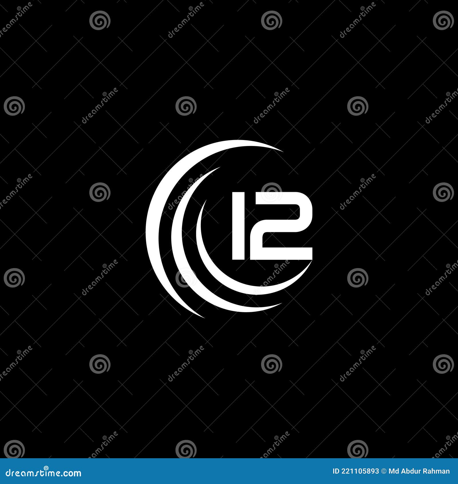 I2 Letter Logo Design on Black Background.I2 Creative Initials Letter ...