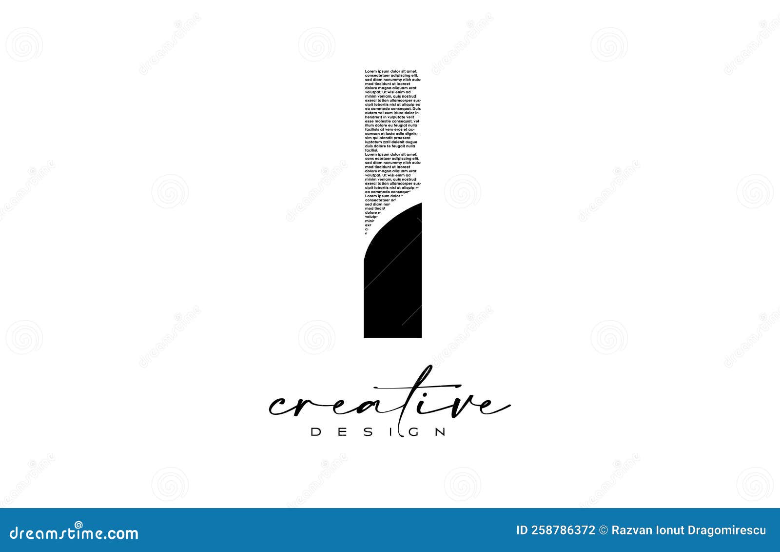 I Letter Logo Design with Creative Letter I Made of Black Text Font ...
